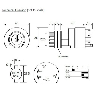 Automotive 12V-24Vdc Dashboard and Control Panel Switches