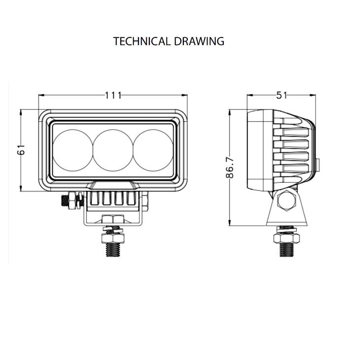 0-420-27 | Durite 12V-24V 30W Flood Light with DT Connector