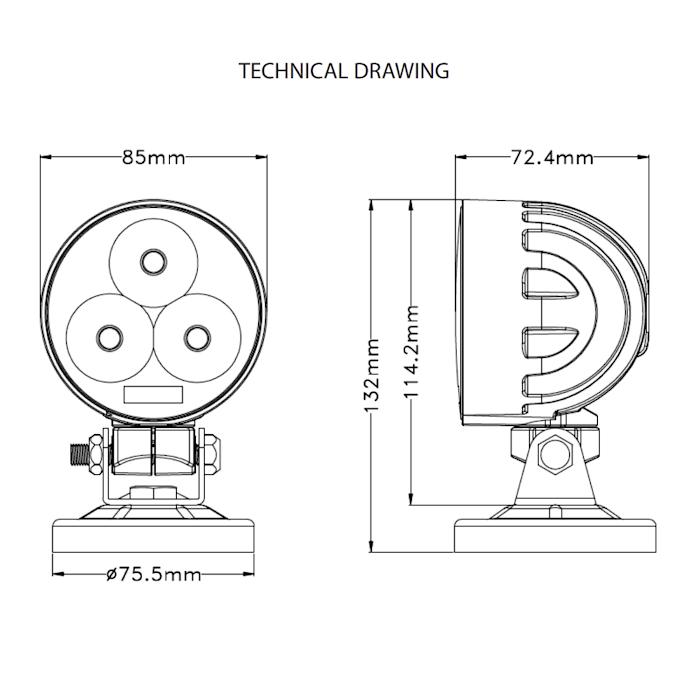 0-420-30 | Durite 12-24V IP68 LED Work Light - Magnetic Base