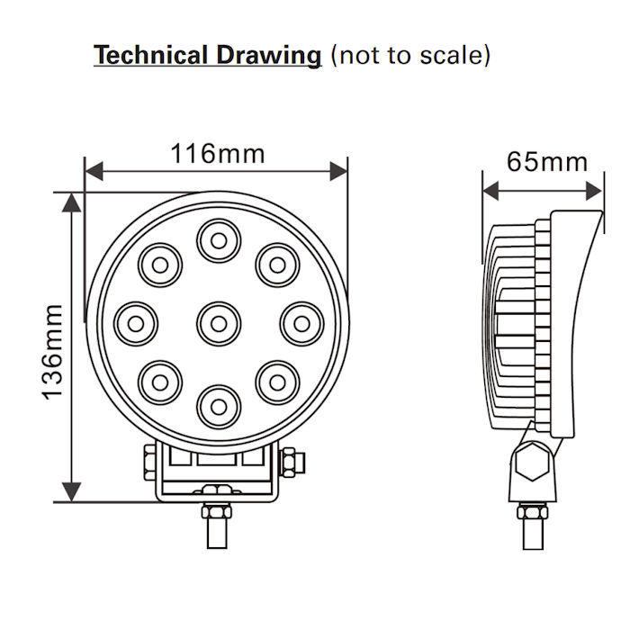 0-420-87 | Durite 12V-24V Super Bright Round LED Work Lamp