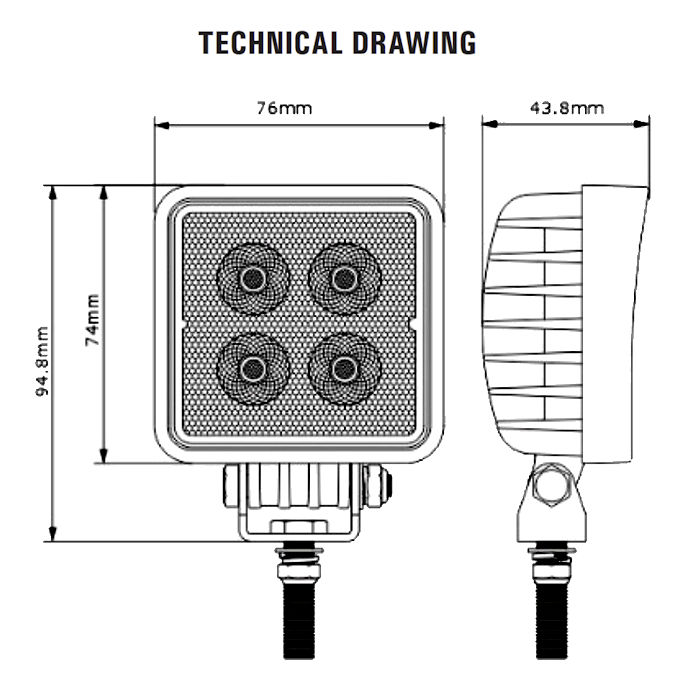 0-421-05 | Durite 12V-24V R10 Red Flood Beam LED Safety Lamp