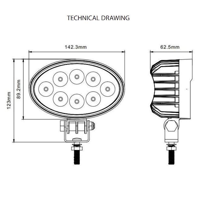 0-421-25 | Durite ADR 12V-24V DC LED Work Lamp - IP67/IP69