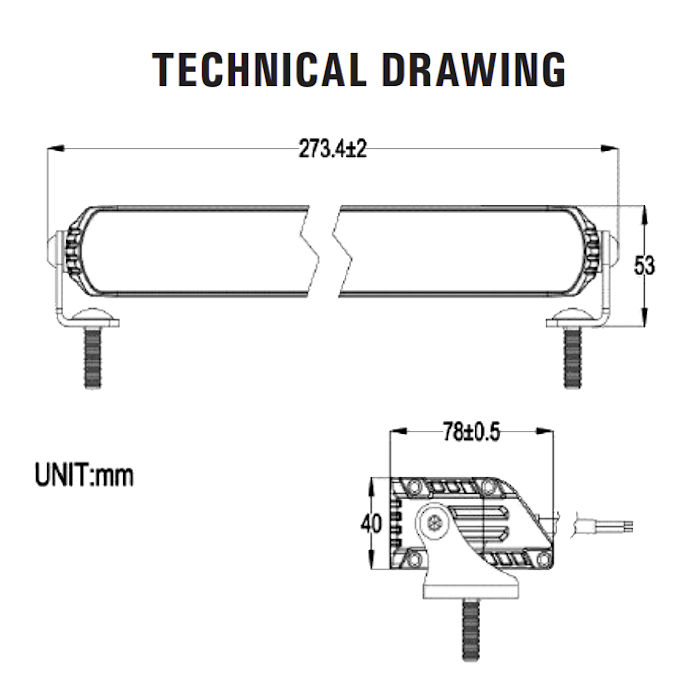 0-421-45 | Durite 12V-24V DC 10" LED Driving Work Bar Lamp