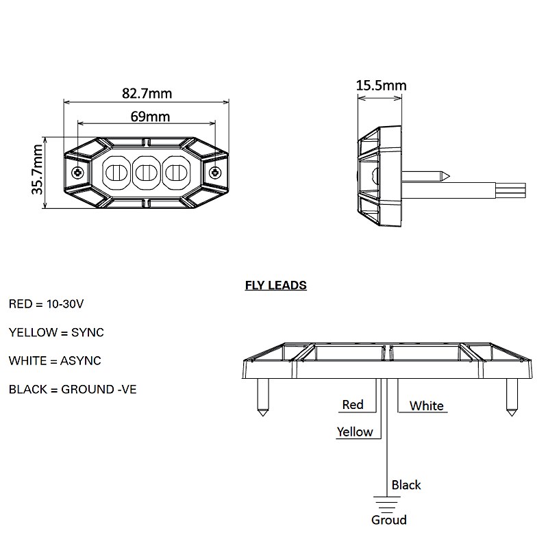 0-441-81 Durite 6 LED Amber Warning Light - 11 Flash Pattern