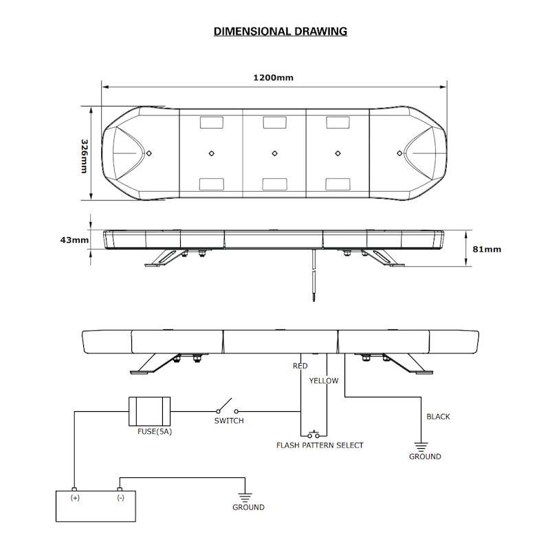 0-443-49 | Durite 12V-24V 4ft Amber Lens LED Light Bar