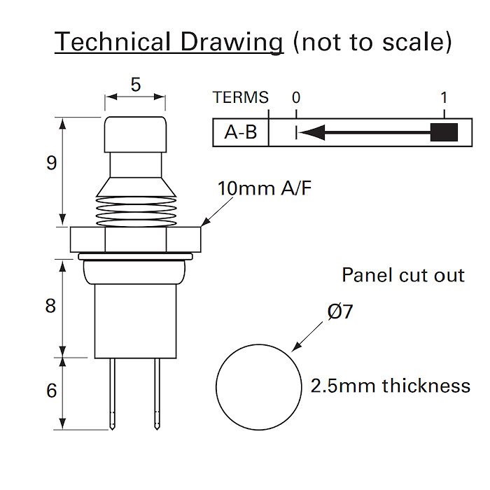 0-485-04 | Durite 0.5A Single-pole Miniature Red Push Switch