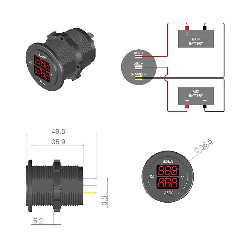 0-534-05 | Durite 12-48VDC LCD Dual Battery Voltmeter