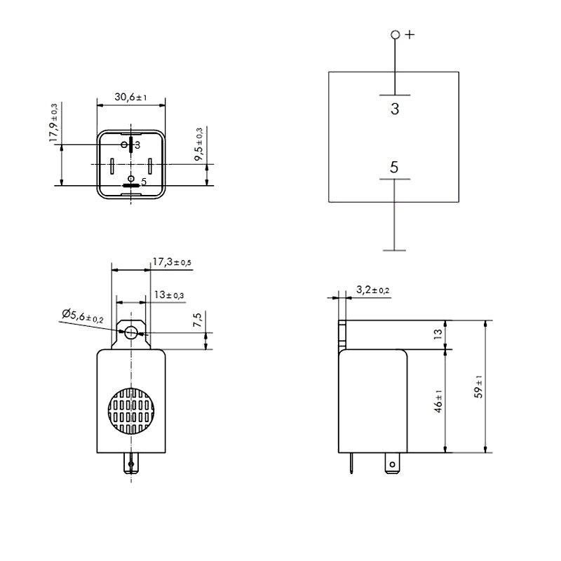 0-562-62 | Durite 12VDC Dashboard Buzzer - Two Tone 72dB(A)