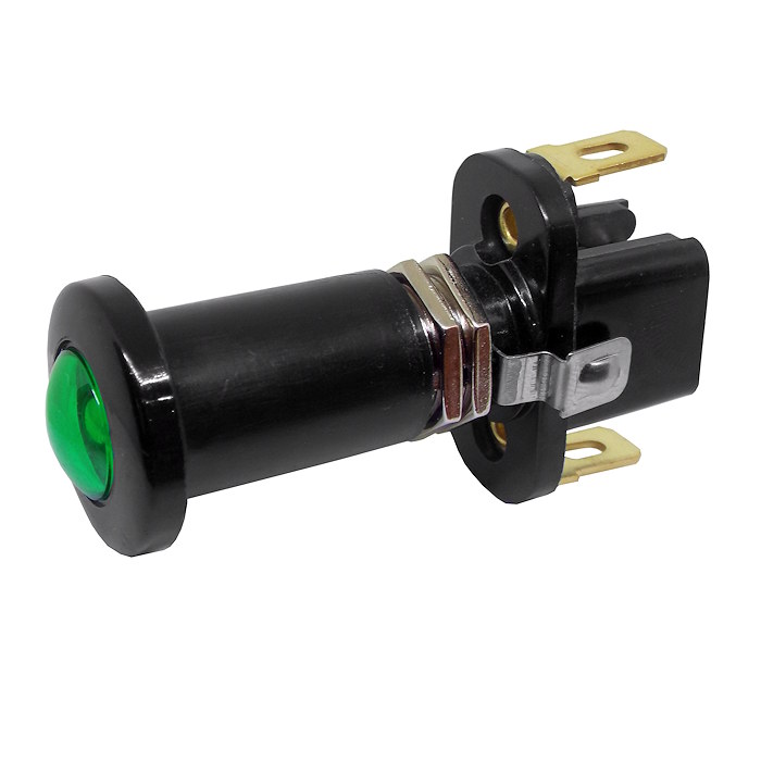 0-597-14 | 12V 10A Green Illuminated On-Off Push-Pull Switch