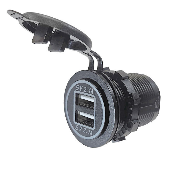 0-601-15 | Durite Black 12V-24V USB Socket - Dual USB Ports
