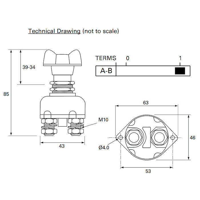 0-605-02 | Durite 12V-24V Battery Isolator Switch - 100A