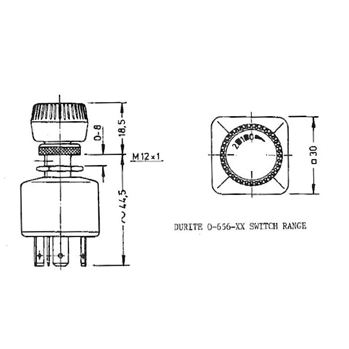0-656-03 | Durite 3-Position 12V 15A Off-On-On Rotary Switch