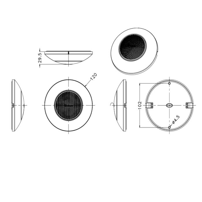 0-668-84 | Durite 12V-24V DC 120mm round White ceiling lamp