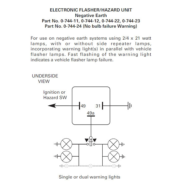 0-744-11 | Durite 12V 1-6 x 21W Hazard Flasher for Lamps