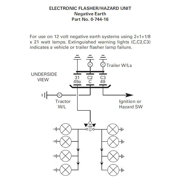 0-744-16 | Durite 12VDC 2+1+1 to 8 x 21W Hazard Flasher Unit