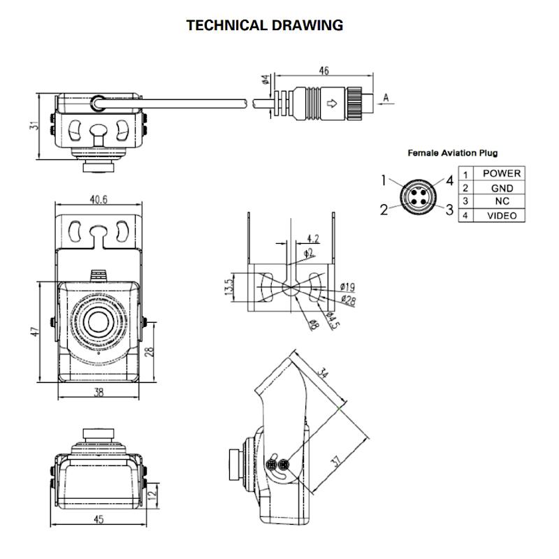 0-775-24 | 12V 1080p AHD CCTV colour forward facing camera