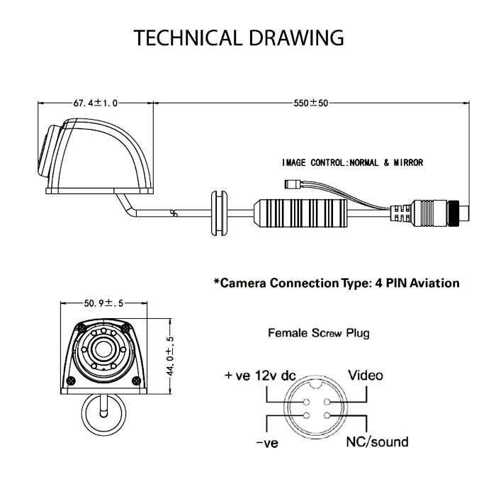 0-775-65A | Durite 12V 1080p CCTV IR Side Mount 1080P Camera