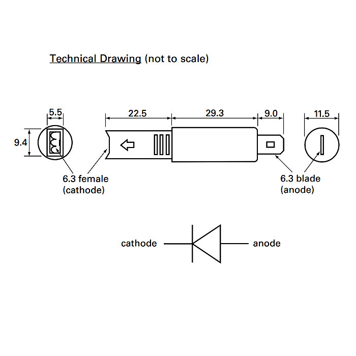 0-834-10 | Durite 10A Inline Diode With 6.3mm Lucar Blade