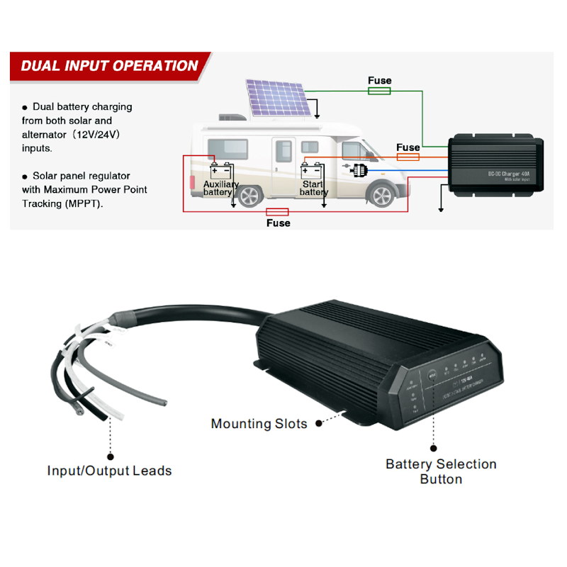 0-852-30 | 12-24V 40A DC To DC Battery Charger - Solar Input
