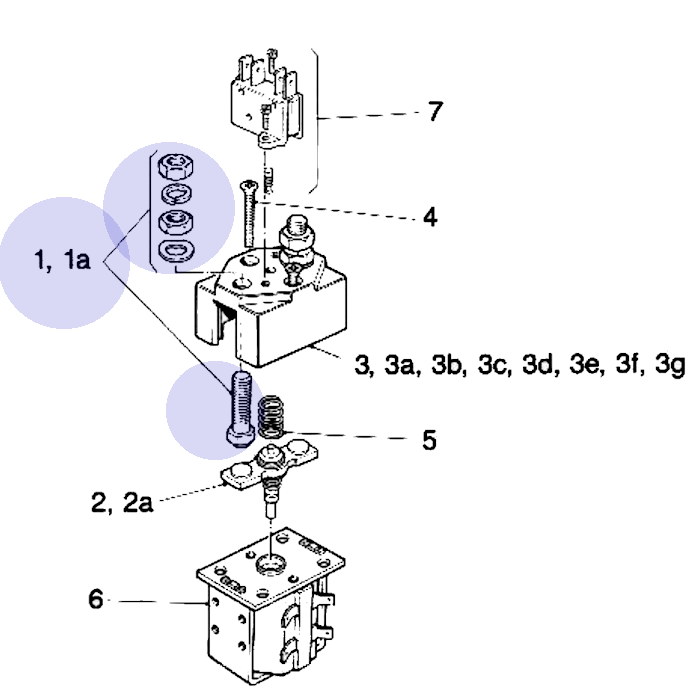 2070-85 | Albright Large Tip Fixed Contact Stud with Nuts
