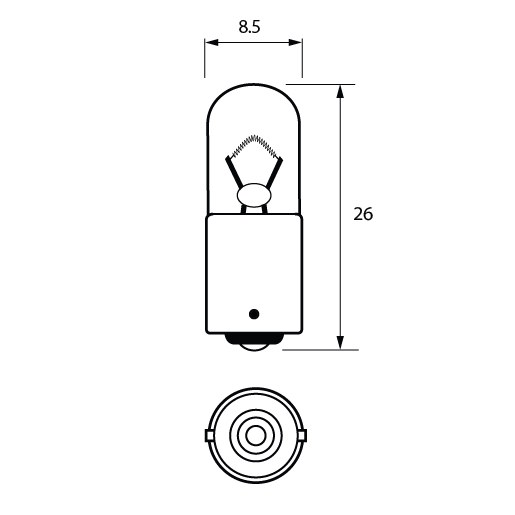 7-002-88 | Durite 288 12V 2W Single Contact BA9s Auto Bulb