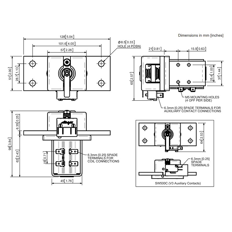 SW500A-54 | Albright 54V SPST Busbar Contactor - Continuous