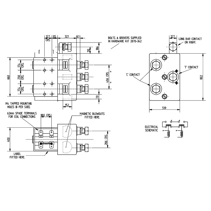 DC88-137 Albright 24VDC Motor-reversing Switch Solenoid 100A