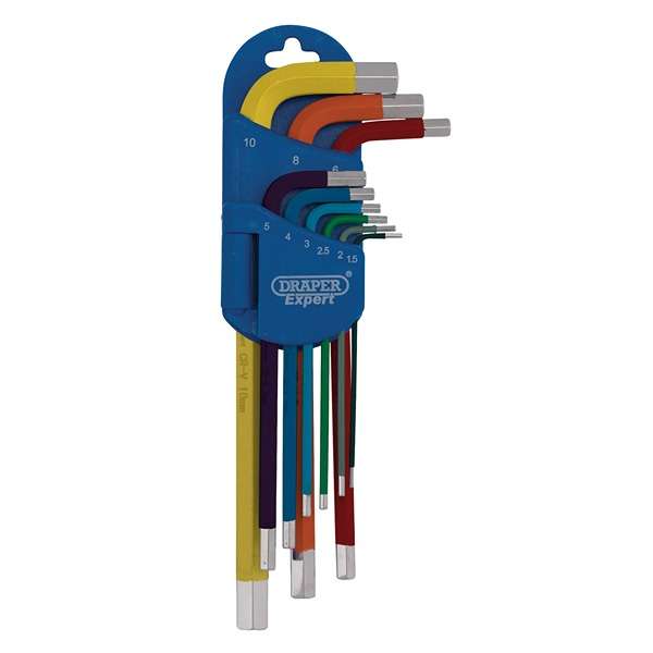04905 Metric Long Arm Hex Key Set Colour Coded 9 Piece