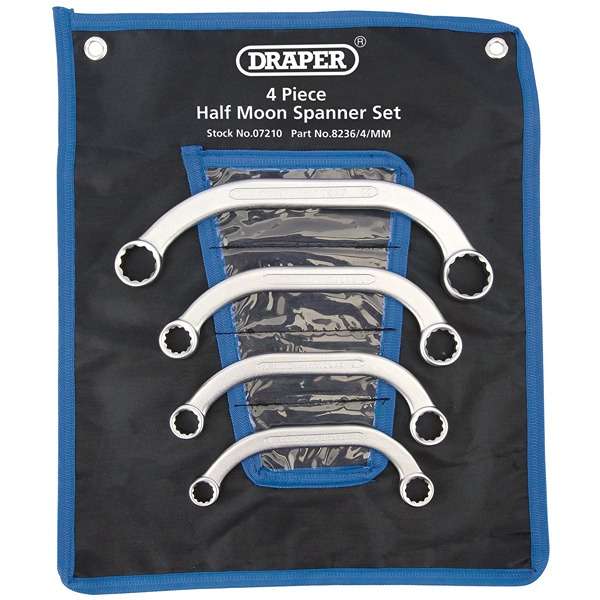 07210 Draper Half Moon Obstruction Ring Spanner Set 4 Piece