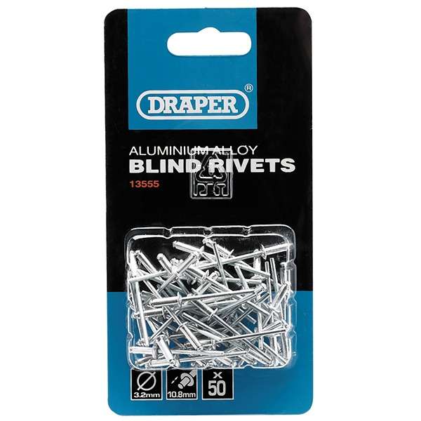 13555 | Draper Tools Blind Rivets 3.2 x 10.8mm (50 Piece)