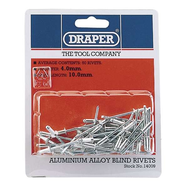14009 | Draper Tools Blind Rivets 4 x 10mm (50 Piece)