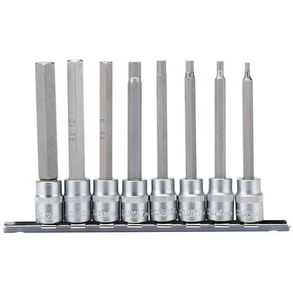 16286 Long Metric Hex. Socket Bit Set 3/8" 100mm 8 Piece