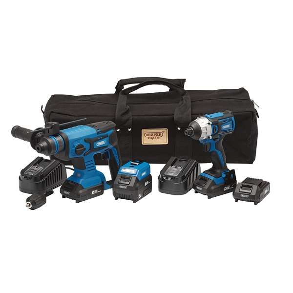 24021 | Draper D20 20V Impact Driver and SDS+ Drill Kit