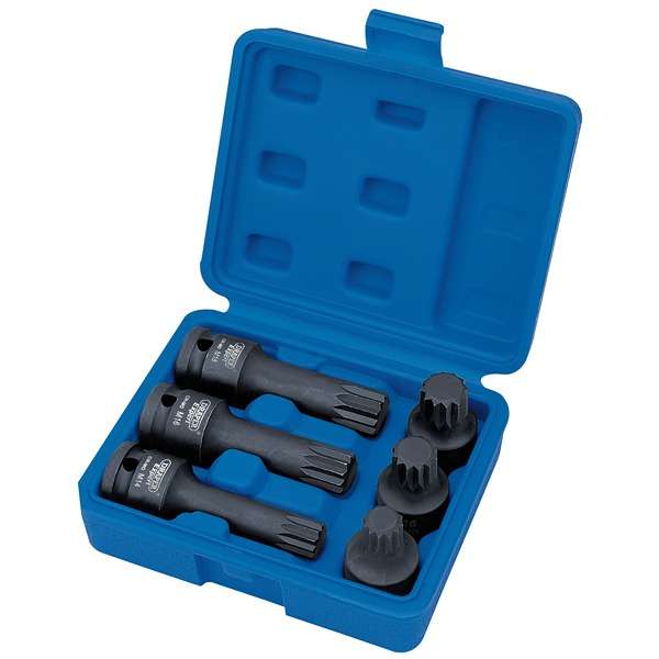28881 Draper Impact Spline Bit Set 1/2" Sq. Dr. 6 Piece