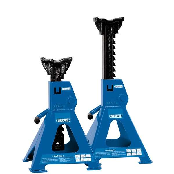 30881 | Draper Tools Ratcheting Axle Stands 3 Tonne (Pair)