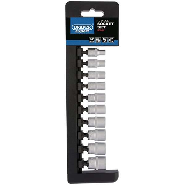50067 Draper Metric Socket Set 1/4" Square Drive 10 Piece