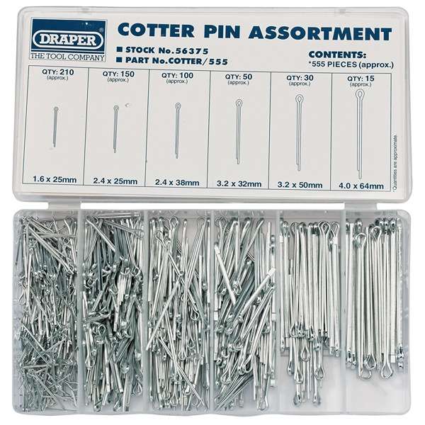 56375 | Draper Tools Split Pin Assortment (555 Piece)