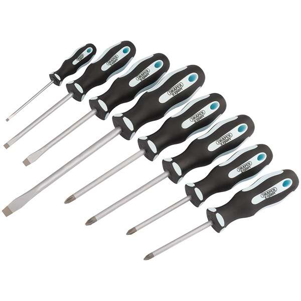 63589 Draper Heavy-duty Soft Grip Screwdriver Set 8 Piece