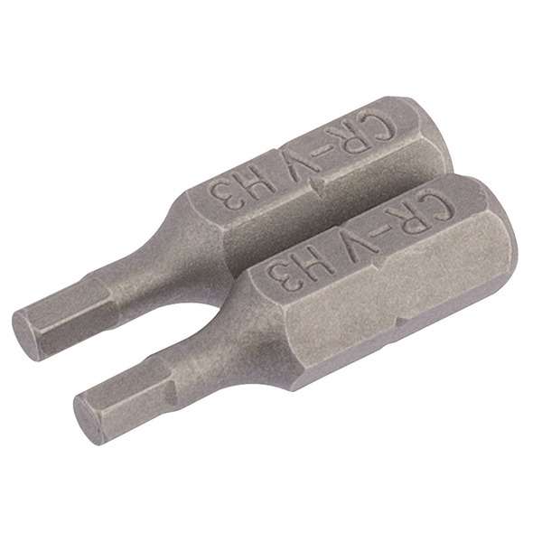 63962 Hexagonal Insert Bit 3mm 1/4" Hex 25mm Long Pk2