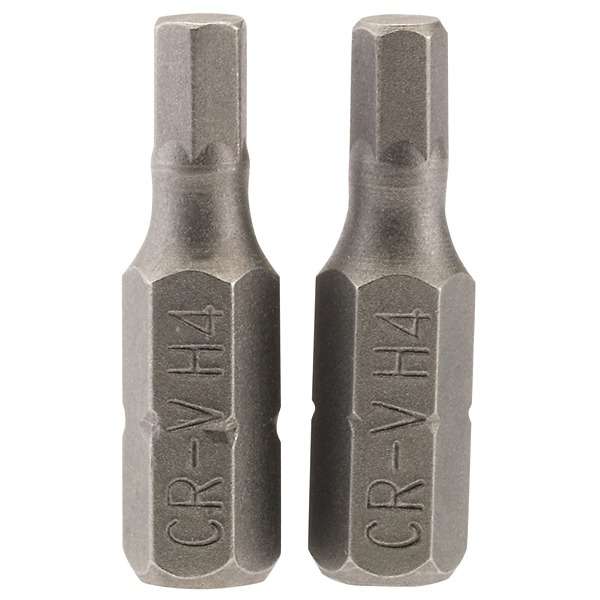 63982 Hexagonal Insert Bit 4mm 1/4" Hex 25mm Long Pk2