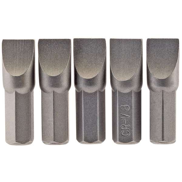 64013 Plain Slot Insert Bit 8.0mm 1/4" Hex 25mm Long Pk5