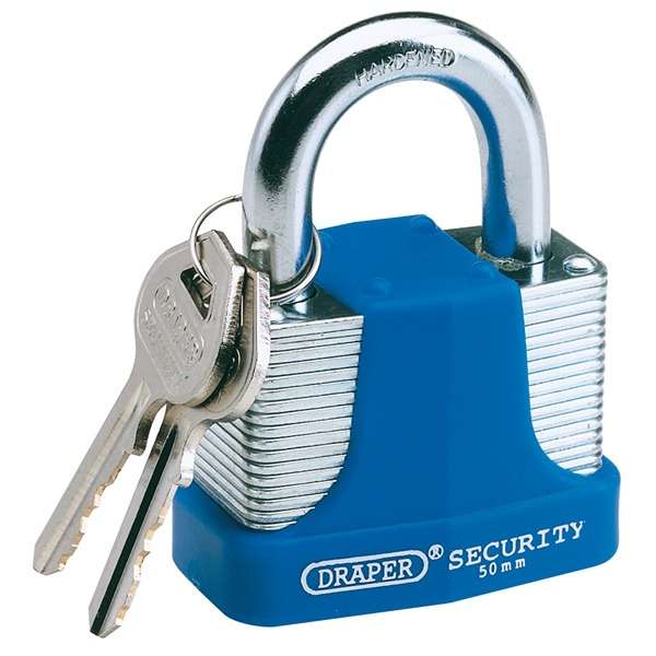 Draper 64182 Laminated Steel Padlock and 2 Keys with 50mm