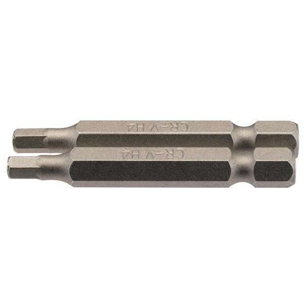64254 Hexagonal Insert Bit 4mm 1/4" Hex 50mm Long Pk2