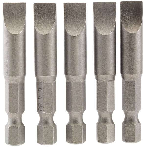 64280 Plain Slot Insert Bit 8mm 1/4" Hex 50mm Long Pk5