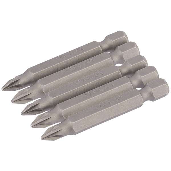 64281 Draper PZ Type Insert Bit 1/4" Hex 50mm Long No.1 Pk5