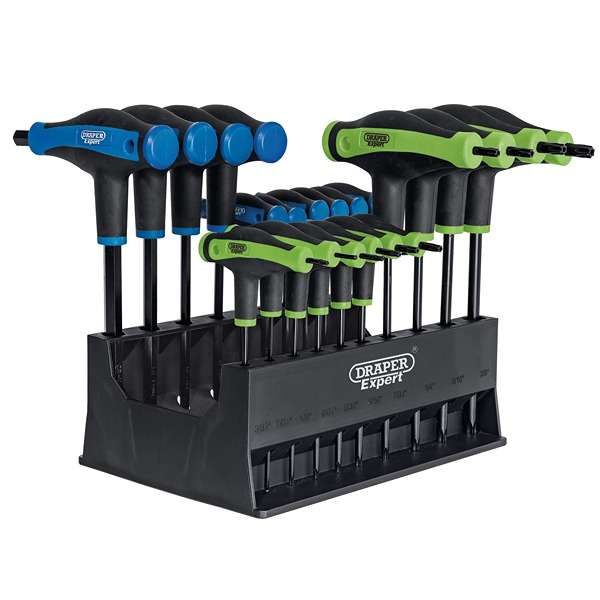 70388 Draper Expert TX STAR Hex Soft Grip Metric T Handle Key Set 20 Piece