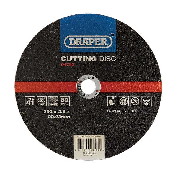 94782 | Draper Flat Stone Cutting Disc 230 x 2.5 x 22.23mm