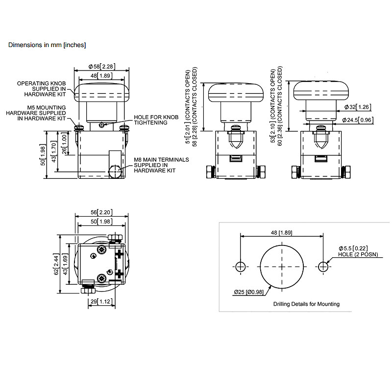 ED125L-4 | Albright 125A Keyed Battery Isolator Stop Switch