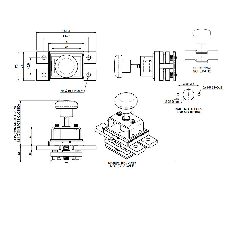 ED520-1 | Albright 500A 60VDC Max. Emergency Stop Switch