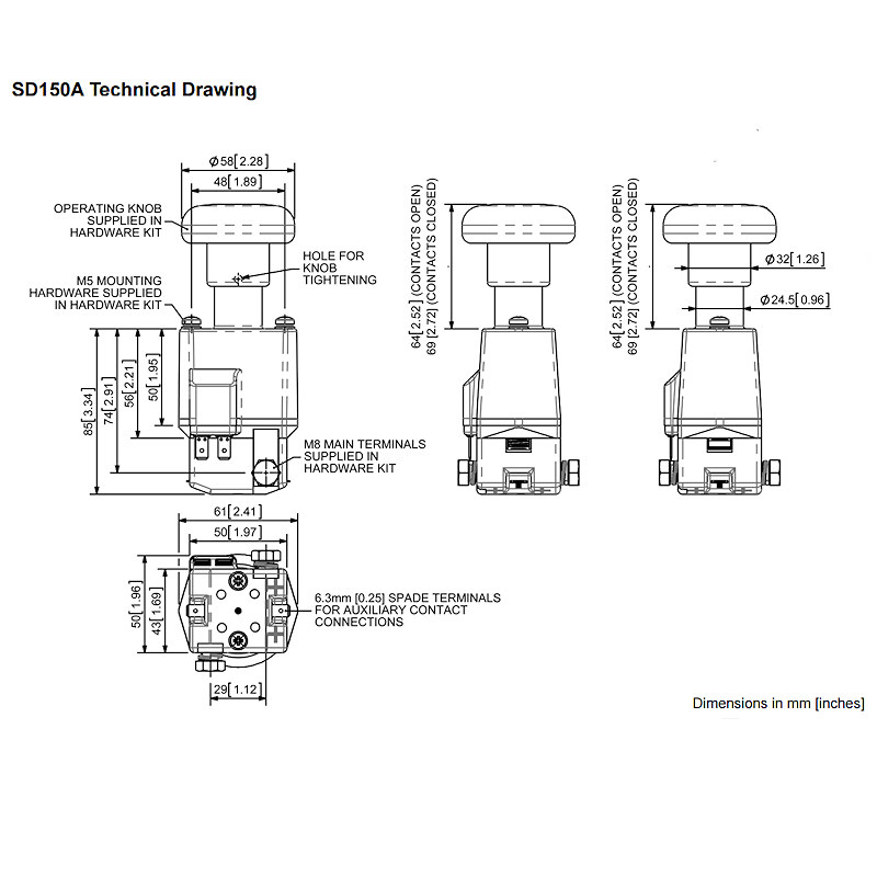 SD150A-30 | Albright 24VDC 150A Battery Isolator Stop Switch